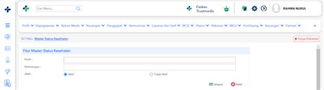 Menu Master Status Kesehatan