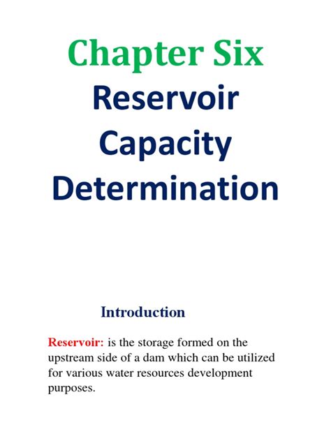 Reservoir Capacity Determination Pdf Discharge Hydrology Dam