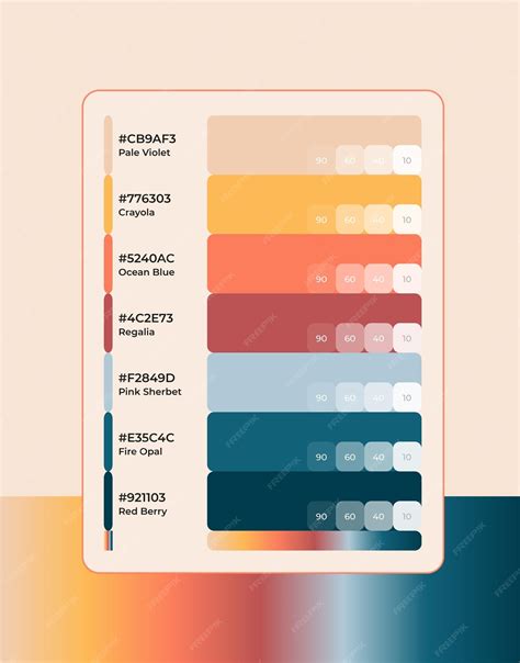 Inspiração De Paleta De 10 Cores Com Cores De Tonalidade E Código