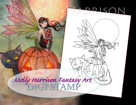 Printable Halloween Pixie Digital Stamp Halloween Fairy Etsy