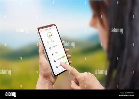 Smart Health App On Mobile Phone In Woman Hand Girl Use Smart Phone To