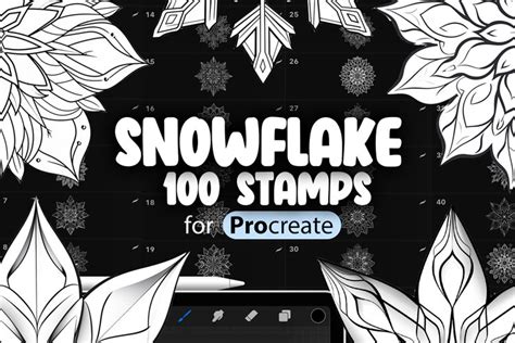100 Procreate Snowflake Stamp Brushes
