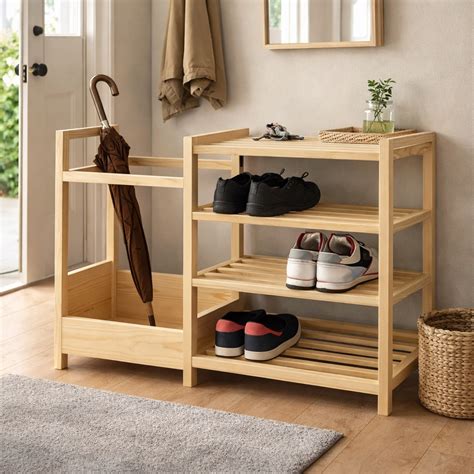 Wooden Shoe Rack With Umbrella Stand Wood Design Vanity Lebanon