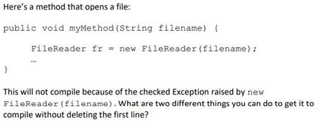 Solved Here S A Method That Opens A File Public Void Chegg