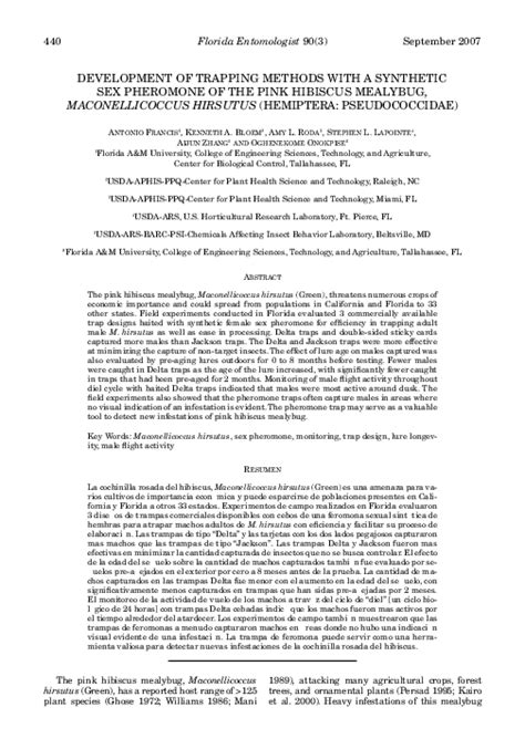 Pdf Development Of Trapping Methods With A Synthetic Sex Pheromone Of
