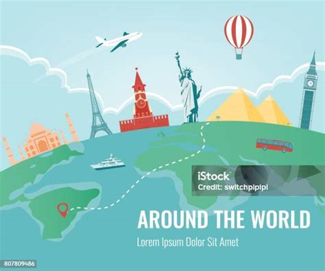 유명한 세계 건축물 구성 여행 여행 및 관광 벡터입니다 지구본에 대한 스톡 벡터 아트 및 기타 이미지 지구본 파리 일 드