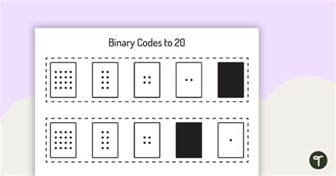 Binary Codes With Guide Dots To 20 Cards Teaching Resource Teach Starter
