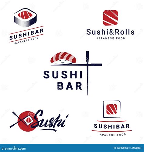 Sushi Bar Logos Templates Set Collection Of Vector Logos For Sushi
