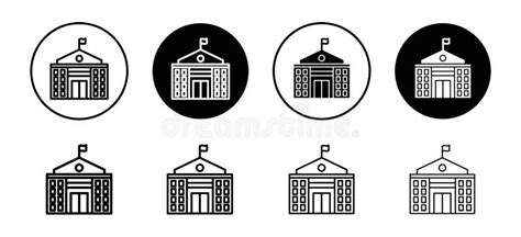 Embassy Vector Icon Set Collection Embassy Outline Flat Icon Stock