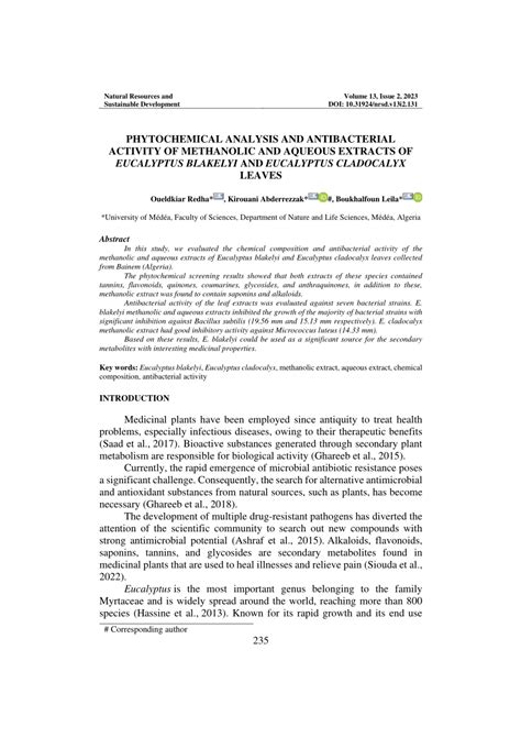 Pdf Phytochemical Analysis And Antibacterial Activity Of Methanolic