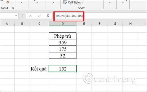 Cách sử dụng phép trừ trong Excel QuanTriMang