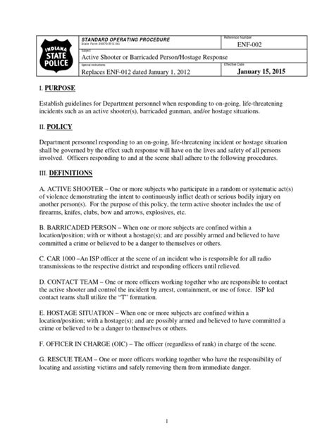 Active Shooter Or Barricaded Person Hostage Response Pdf Police Swat