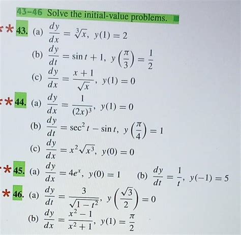 solved 43 46 solve the initial value problems 43 a