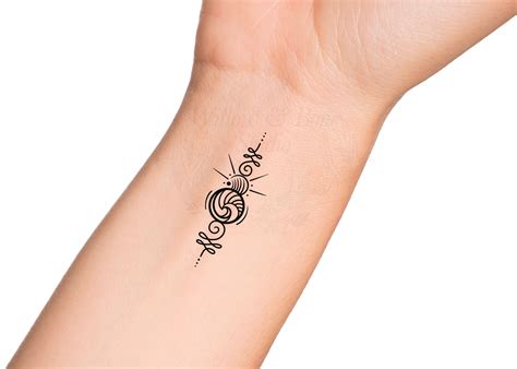 Sun Wave Moon Unalome Geometric Temporary Tattoo Etsy