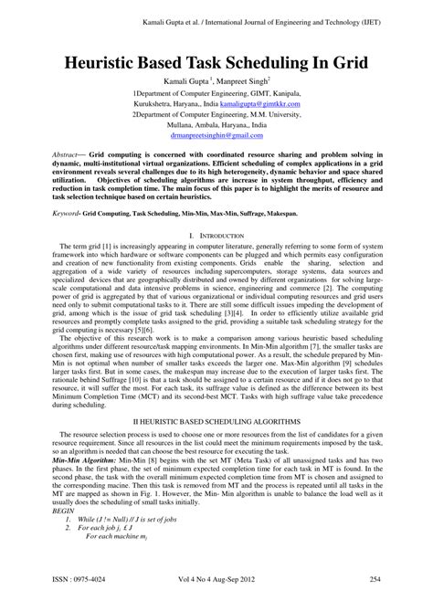 Pdf Heuristic Based Task Scheduling In Grid