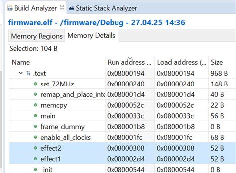 C Stm32 Gcc Linker Overlay Command Does Not Form Segments Sizes And