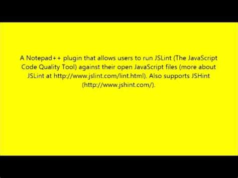 What Is JSLint Plugin For Notepad Software YouTube