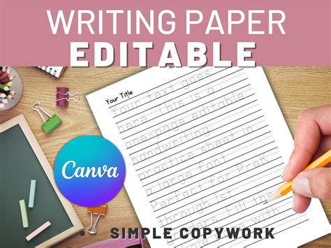 Editable Lined Handwriting Paper With A Tracing Font For Prek K 1st