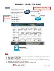 Lab12 CDP NAT Pdf INFO 6047 Lab 12 CDP NAT Topology Do Not Plug In This Cable Until You