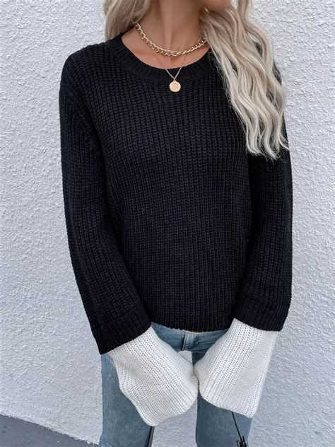 Crew Neck Loose Simple Sweater Casual Fashion Long Sleeve Temu New
