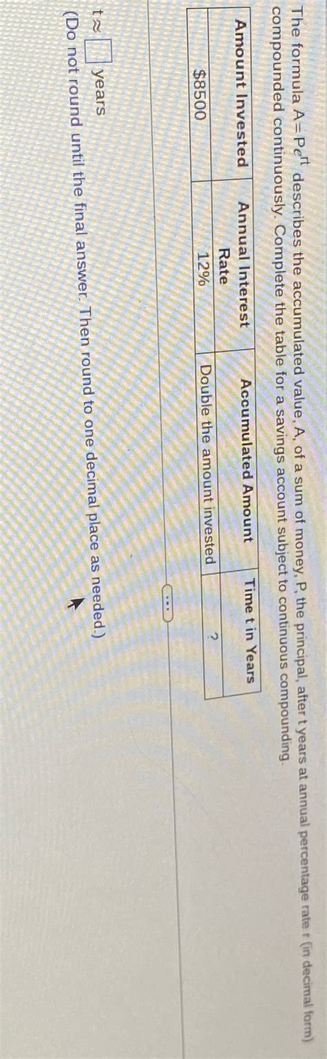 Solved The Formula A Pert ﻿describes The Accumulated Value