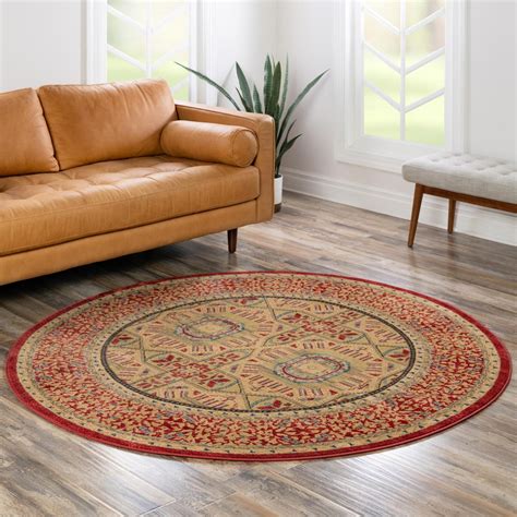 Unique Loom Palace Collection Area Rug Lincoln 3 3 Round Rednavy