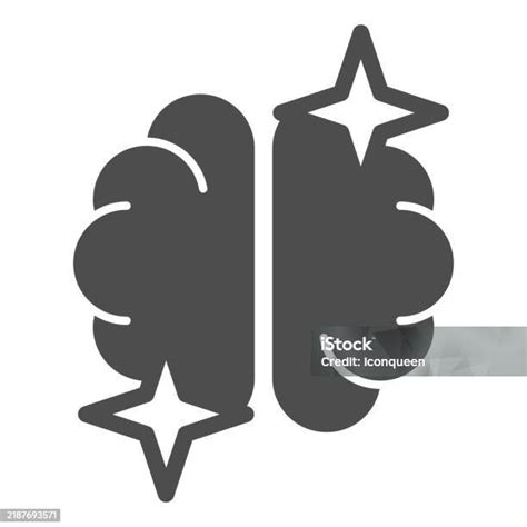 인간의 뇌 단단한 아이콘 지식 마음 개념 벡터 그래픽 흰색 배경에 인체 장기 기호 모바일 또는 웹 디자인을위한 글리프 스타일 아이콘 0명에 대한 스톡 벡터 아트 및 기타