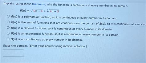solved explain using these theorems why the function is