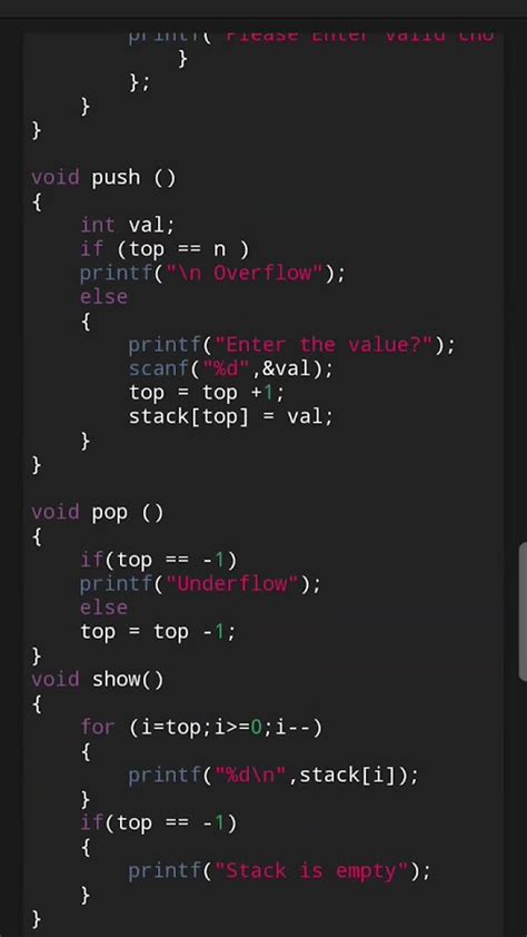 Stack Push And Pop Operations In C Program 💯 Viral Shorts Coding
