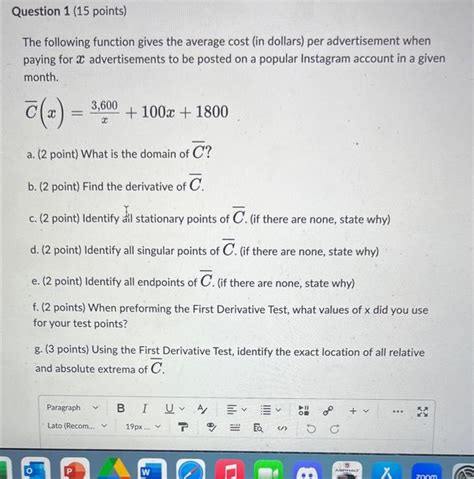 solved question 1 15 points the following function gives