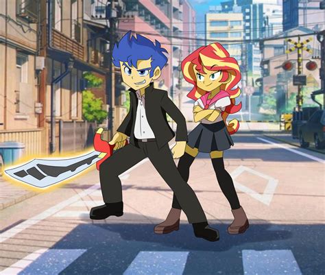 Flash Sentry X Sunset Shimmer Tokyo By Qsky On Deviantart