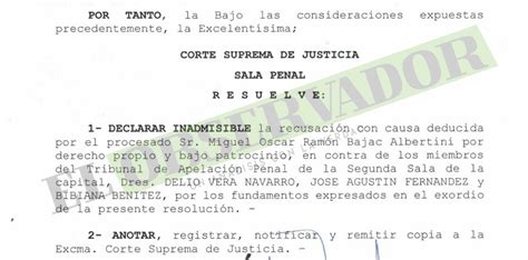 Sala Penal Declara Inadmisible Recusación De Bajac Contra Miembros De
