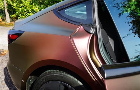 Tesla Model Satin Flip Volcanic Flare Personal Wrapping Project