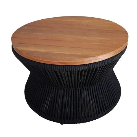 Mesa Mesinha Corda Náutica e Tampo de Madeira Sarah Móveis