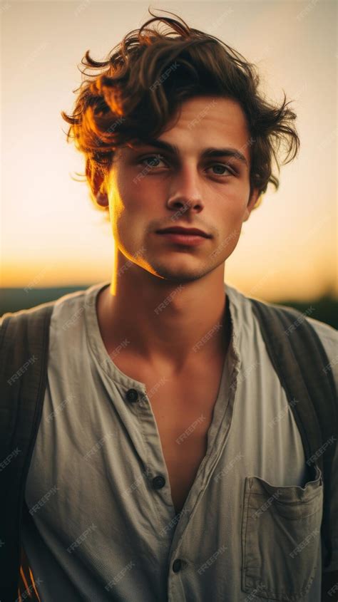 Premium Ai Image Portrait Of A Handsome Guy At Sunset Generative Ai