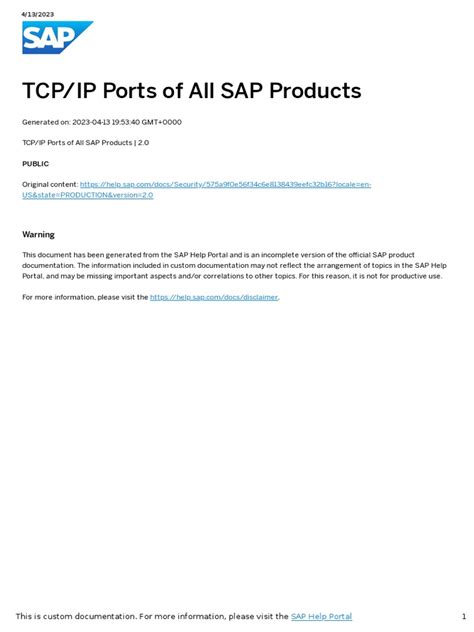 Tcp Ip Ports Of All Sap Products Pdf Internet And Web Web Server
