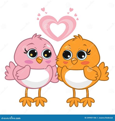 Two Birds In Love On A Twig On A White Background Stock Illustration
