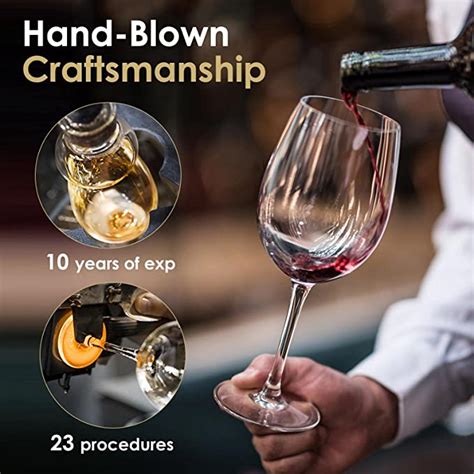 Hand Blown Bordeaux Red Wine Glasses Set Of 6 18 Ounce Red Wine