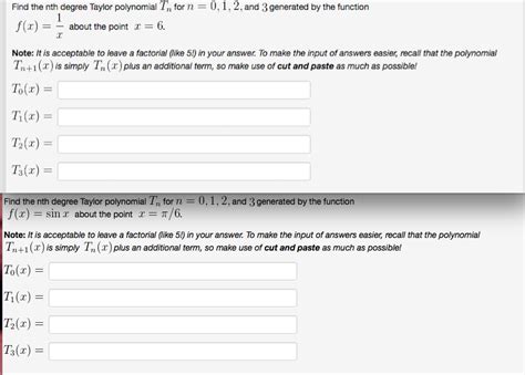 Solved Find The Nth Degree Taylor Polynomial T N For N 0