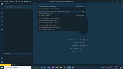 angular development on vs code and docker using remote containers dev
