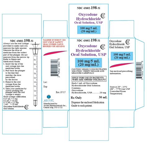 Dailymed Oxycodone Hydrochloride Solution