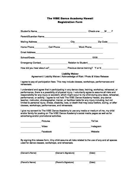 Waiver For Dance Class At Scott Lanier Blog
