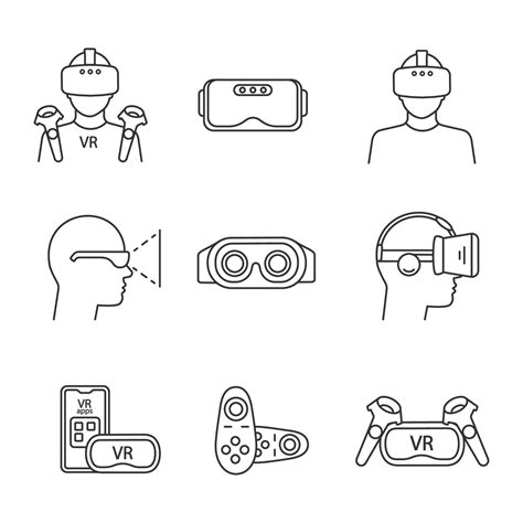 Virtual Reality Linear Icons Set Thin Line Contour Symbols Vr Games