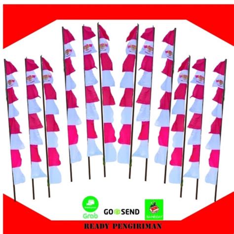 Jual Bendera Umbul Umbul Merah Putih Sablon Lambang Garuda 8 Gelombang