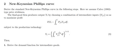 Solved 2 New Keynesian Phillips Curve Derive The Standard