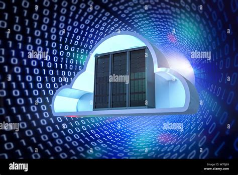 Cloud Computing Technology With 3d Rendering Server With Cloud Stock