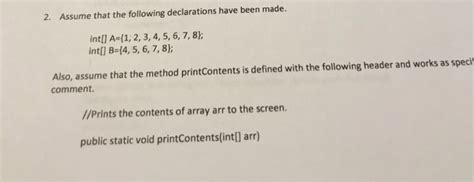 2 Assume That The Following Declarations Have Been