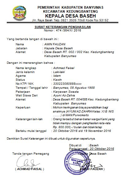 Inilah 9 Contoh Surat Keterangan Slip Gaji Dari Kelurahan Contoh