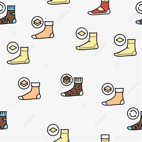 Socks Fabric Accessory Vector Seamless Pattern Thin Line Illustration Items Ankle Line Png