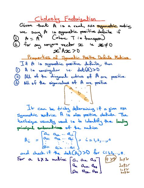 Cholesky Factorization And Tridiagonal Systems Cholesky Factorization Given That A Is A Real